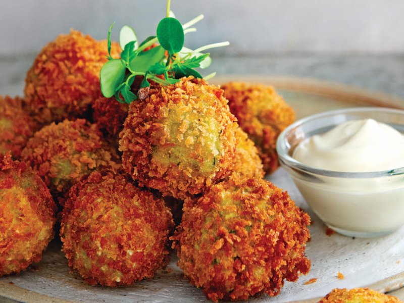 Crispy GEM avocado balls with aioli